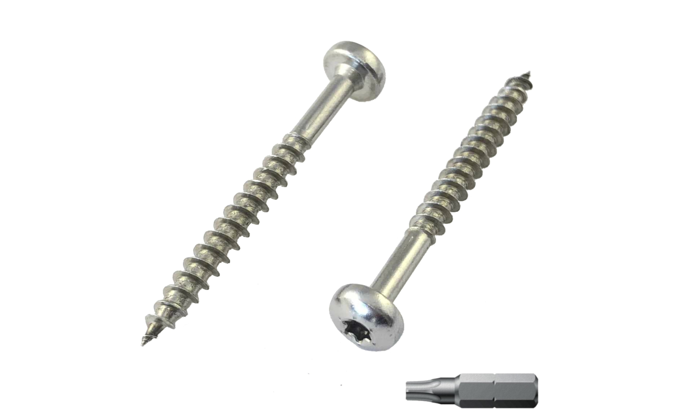 Spaanplaatschroeven RVS bolkop torx 6x60 deeldraad 100 stuks